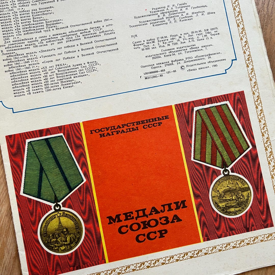 Vintage 1980s, Soviet Poster “medals of the USSR” | CCCP Military Award ...