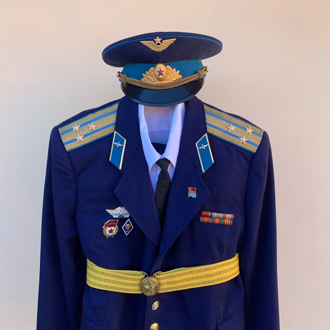Vintage 1970-80s Soviet AIR FORCE Pilot Military Dress Uniform, Rank of ...