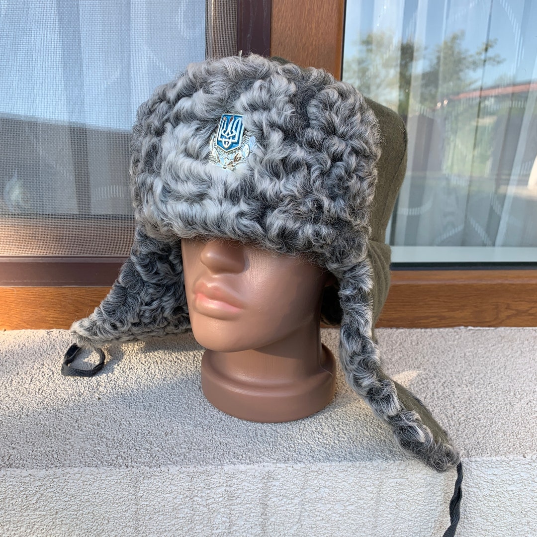 Vintage 2007, USHANKA Ukrainian Army Astrakhan Winter Hat With Cockade ...