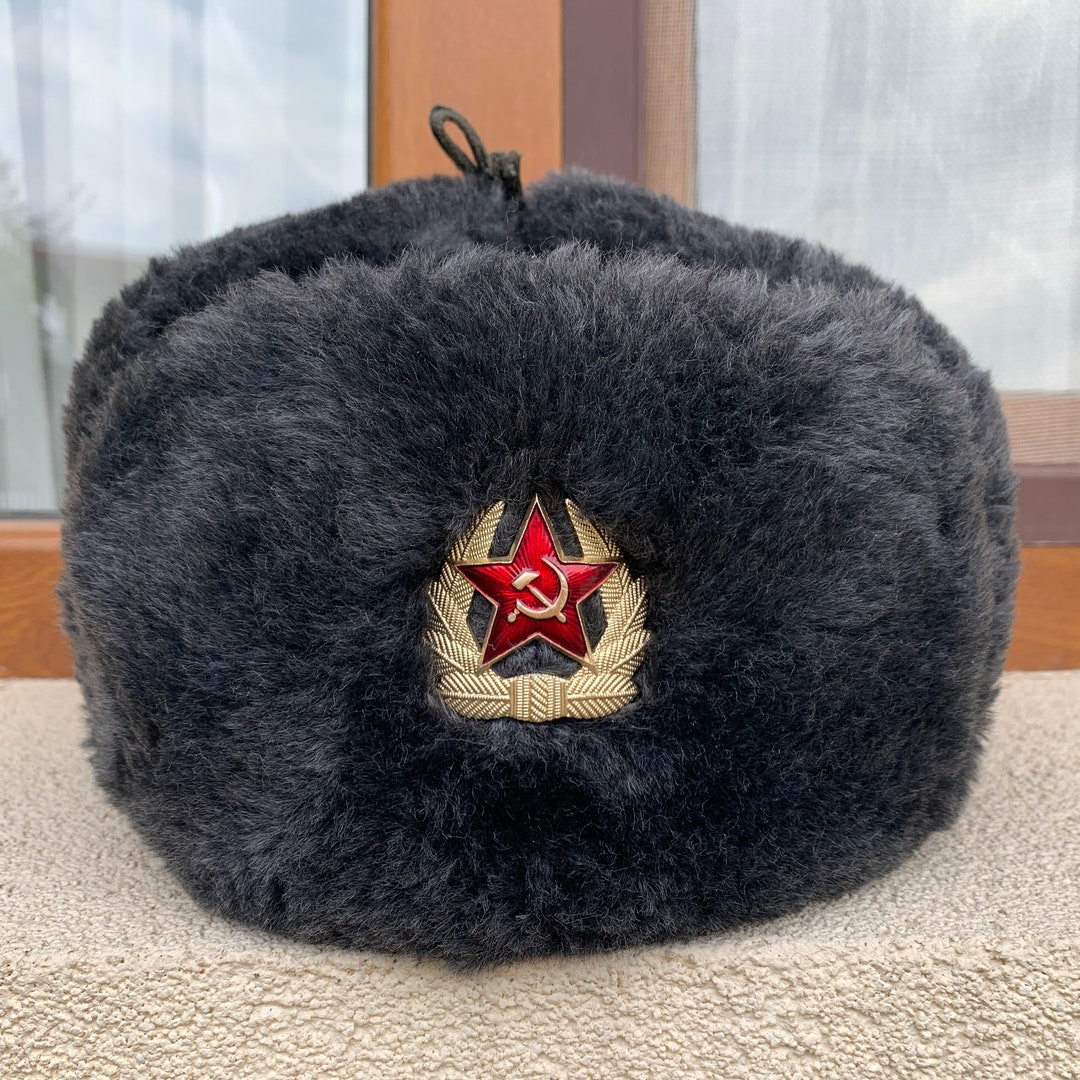 Vintage USHANKA Soviet Ukrainian Army Military Winter Hat USSR Military ...
