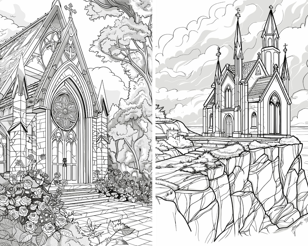 Gothic Coloring Pages for Adults | Gothic Art | Gothic Church | Gothic ...