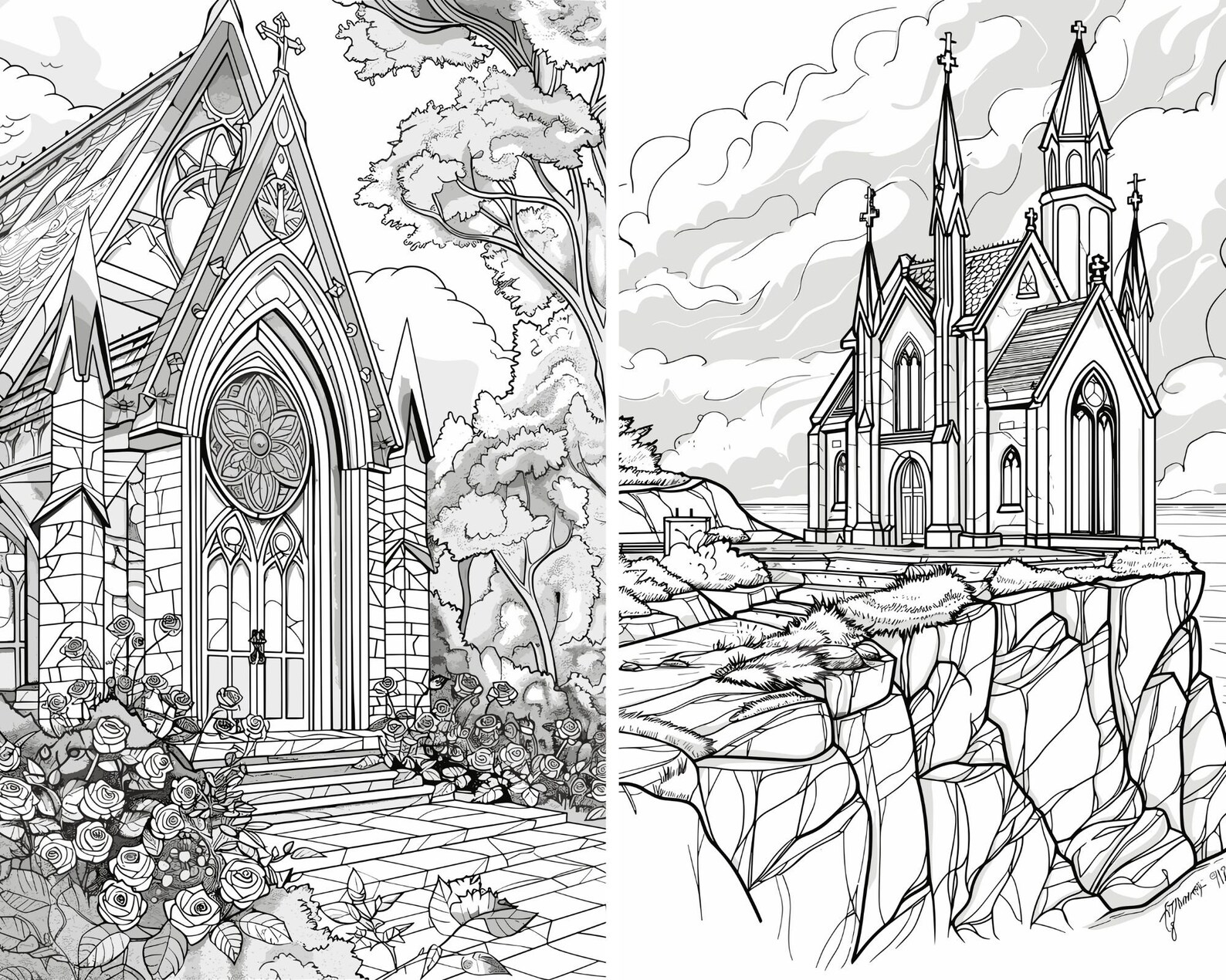 Gothic Coloring Pages for Adults | Gothic Art | Gothic Church | Gothic ...