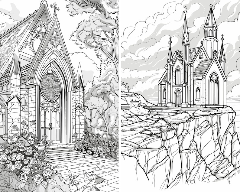 Gothic Coloring Pages for Adults | Gothic Art | Gothic Church | Gothic ...