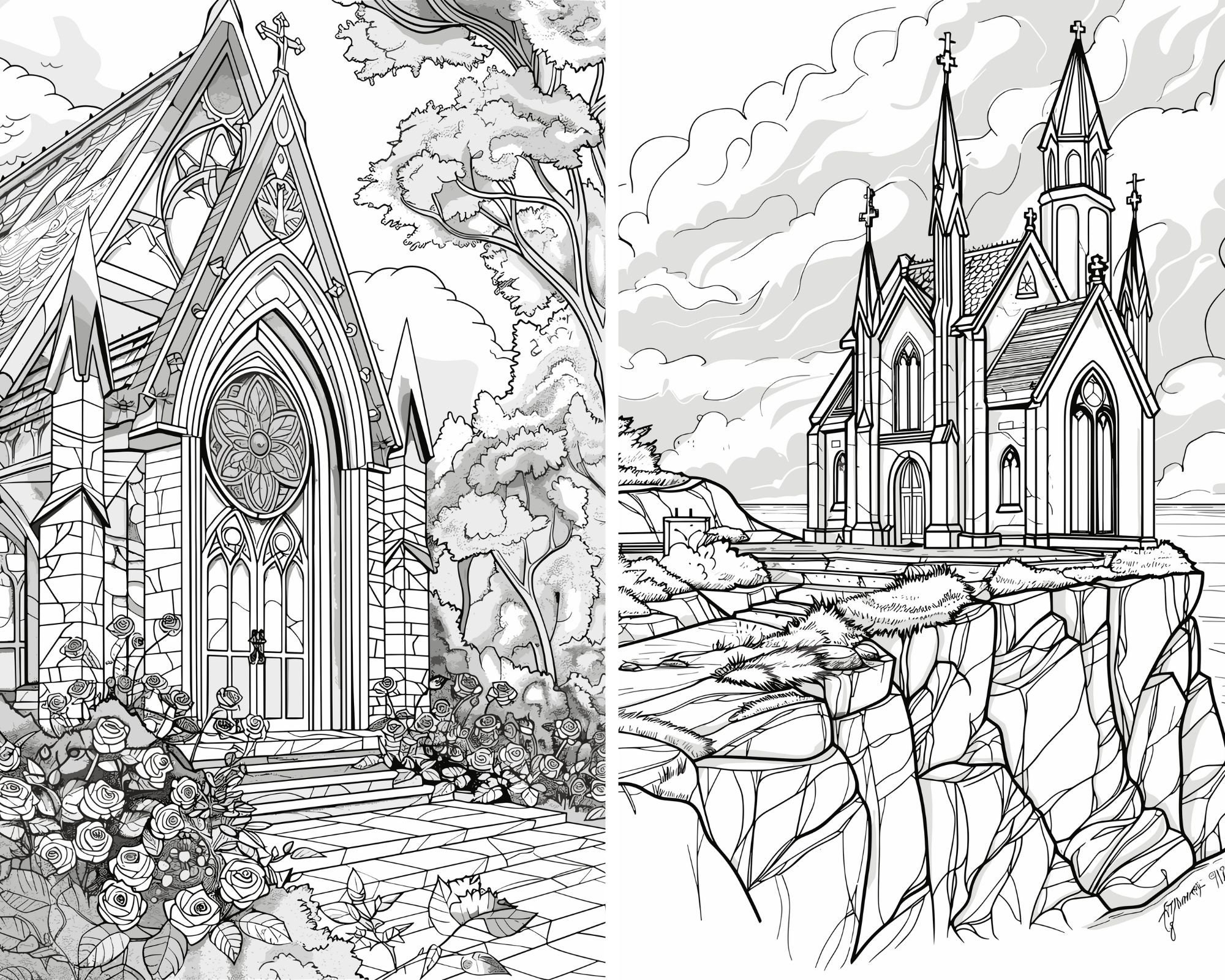 Gothic Coloring Pages for Adults Gothic Art Gothic Church Gothic ...
