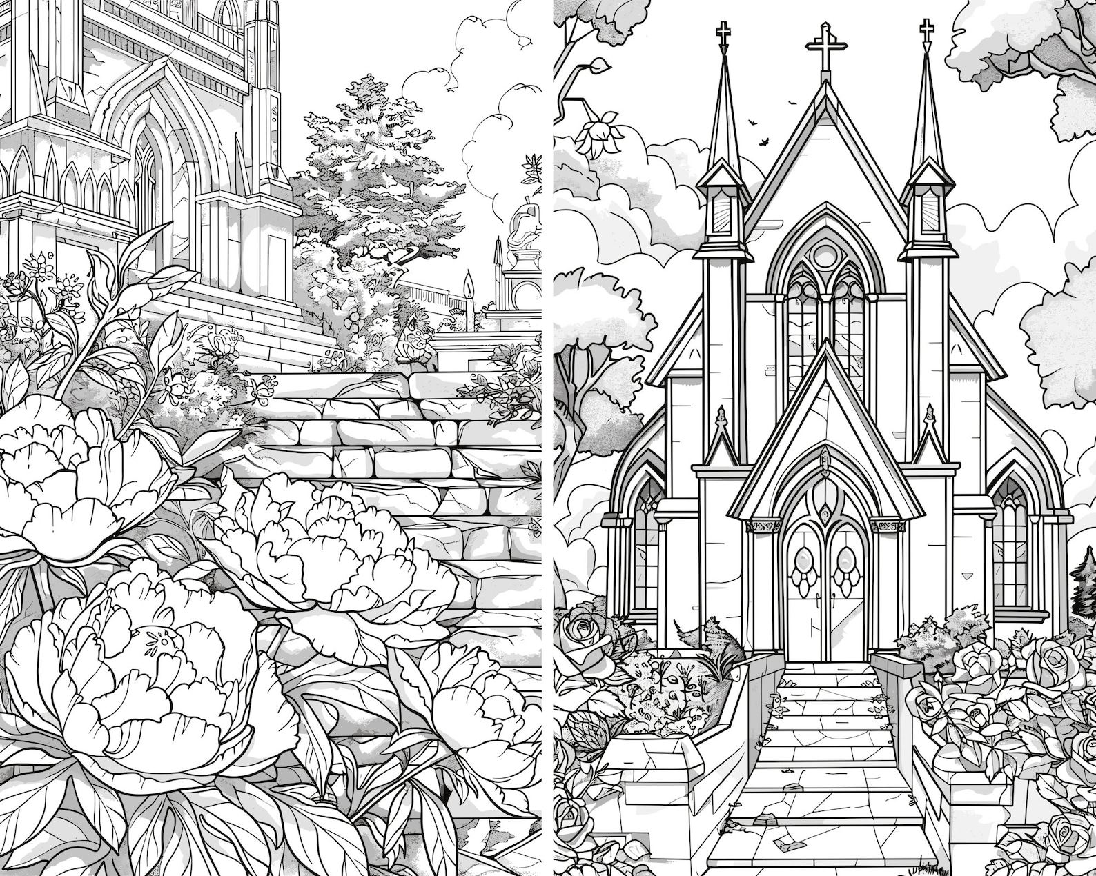 Gothic Coloring Pages for Adults | Gothic Art | Gothic Church | Gothic ...