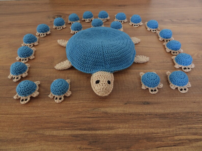 Crochet Turtle Memory Game Educational Tool Homeschooling Mother Turtle ...