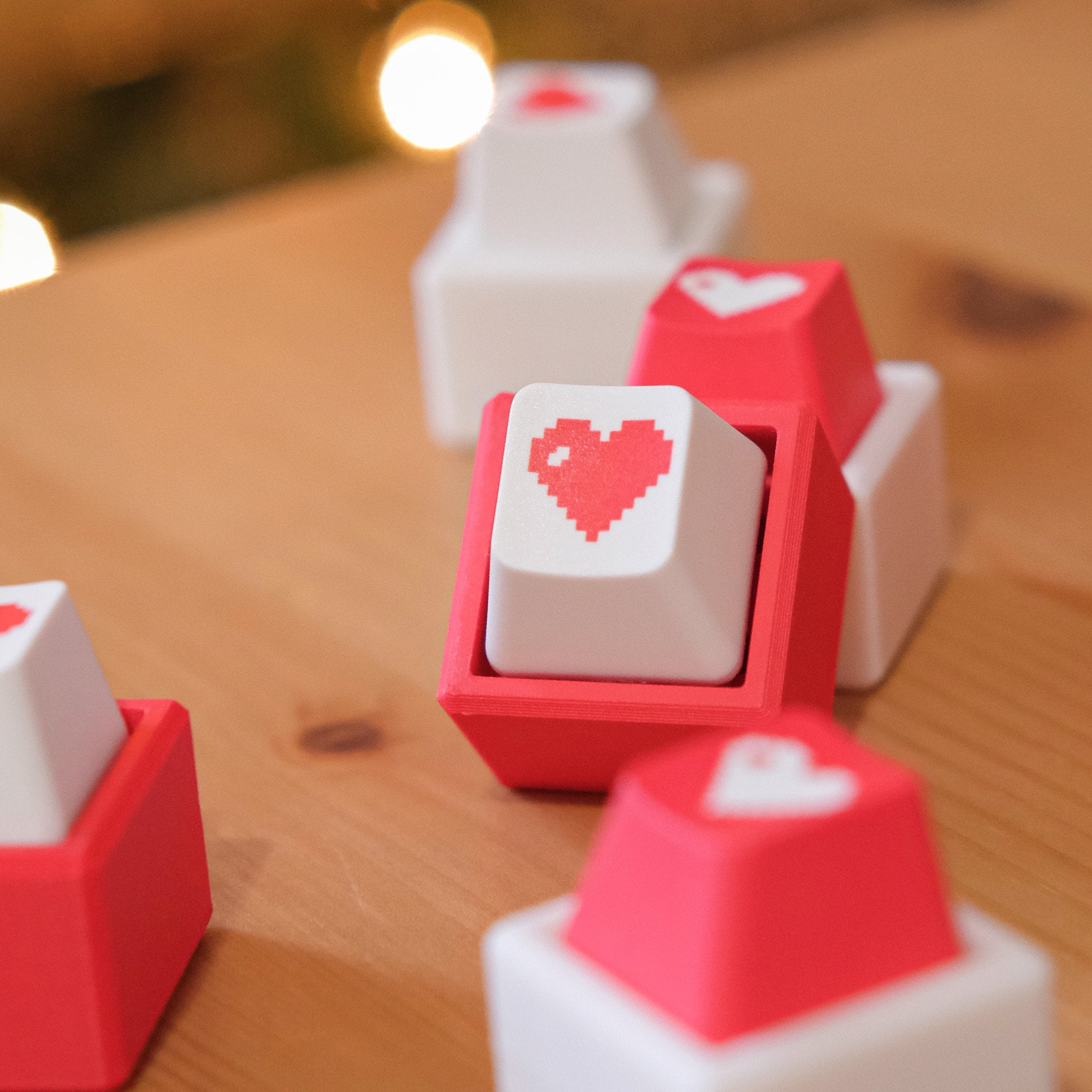 Hearts KEYCAPS FIDGET Desk Toys KEYCHAIN Mechanical Fidget Pixel Heart ...