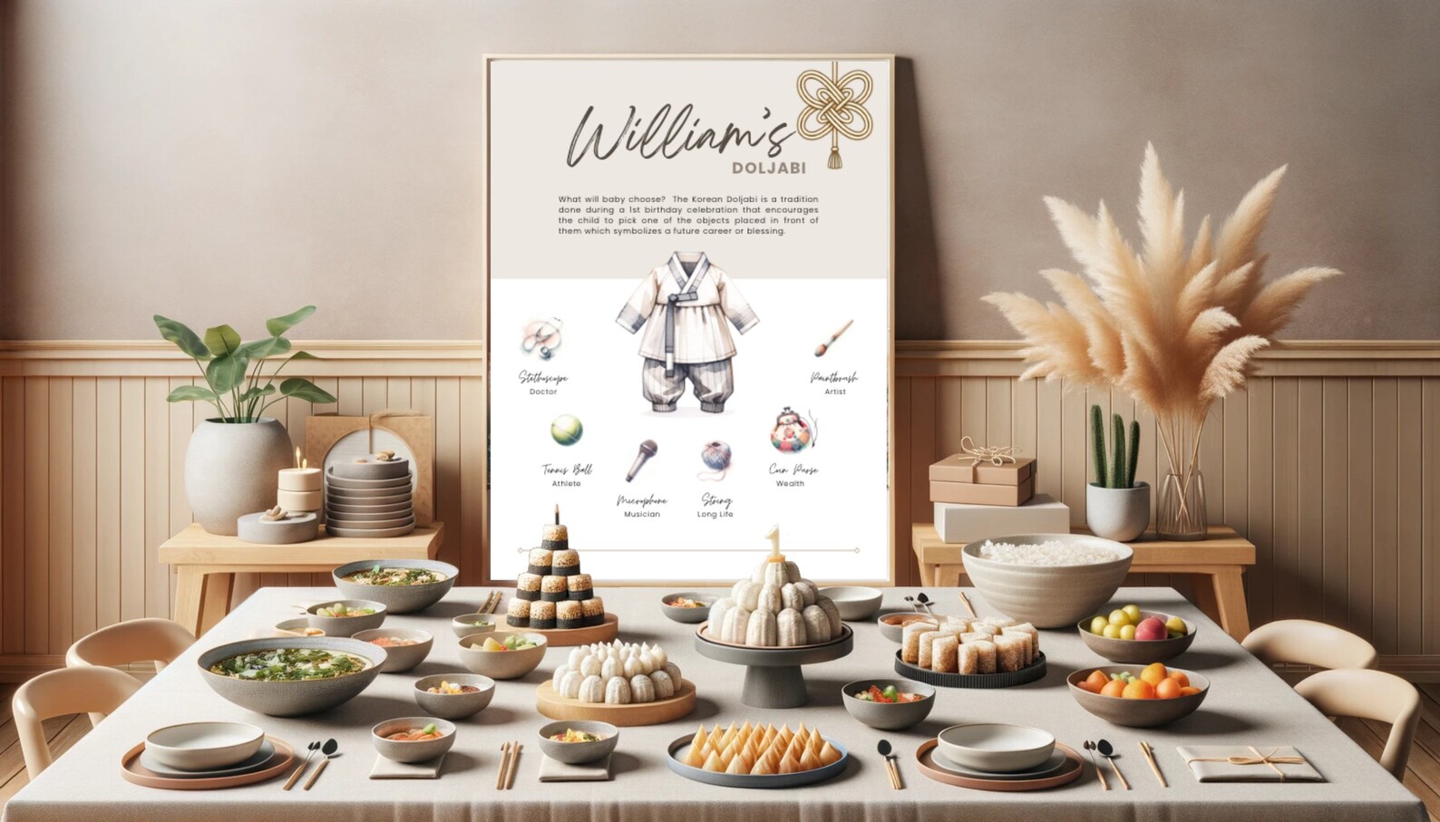 Doljabi Board Sign Poster BUNDLE for Korean First Birthday With Hanbok ...
