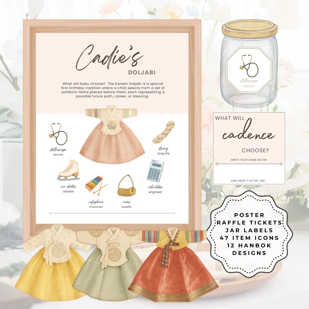 Doljabi Poster Raffle Bundle Printable | Korean First Birthday Dol ...