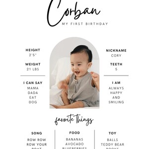 First Birthday Favorites Poster – Editable Canva Template (digital ...