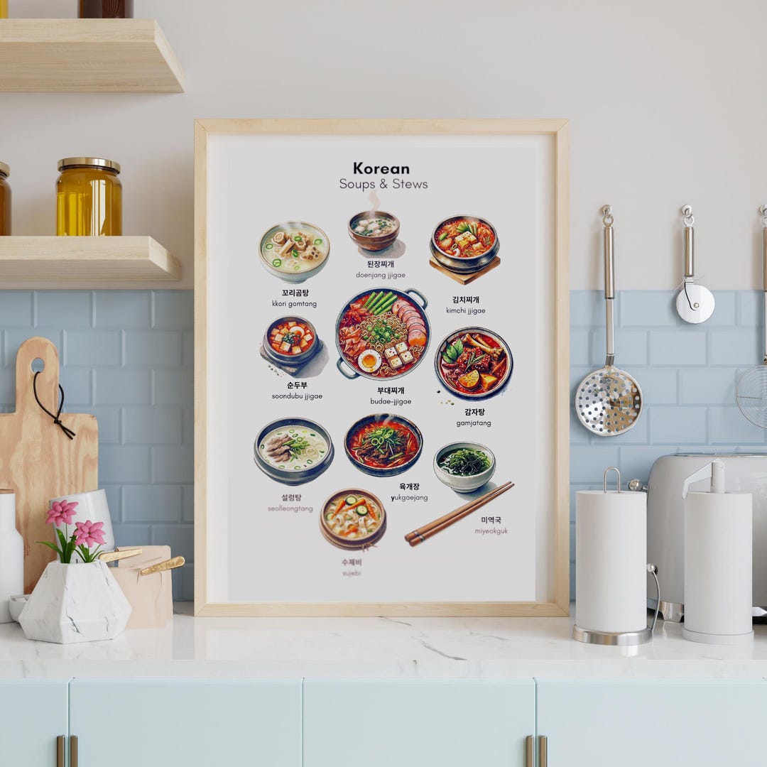 Korean Food Poster - Stews and Soups - Digital Prints (5 Sizes Included ...