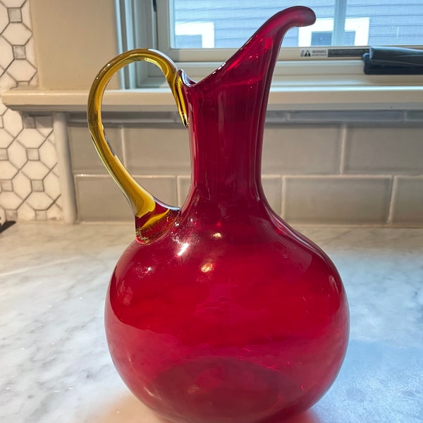 Blenko Red Pitcher - Etsy
