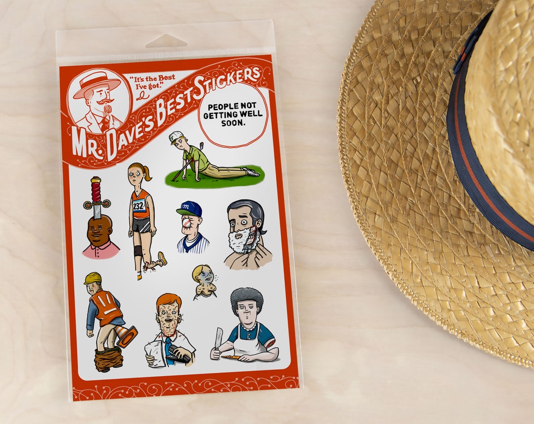 Get Well Stickers | People Who Are Very Injured | Sticker Sheet | Funny ...