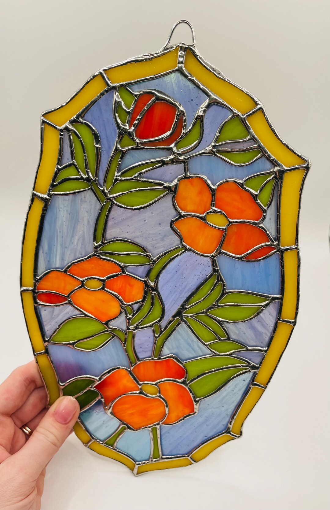 Oval Floral Suncatcher - Etsy