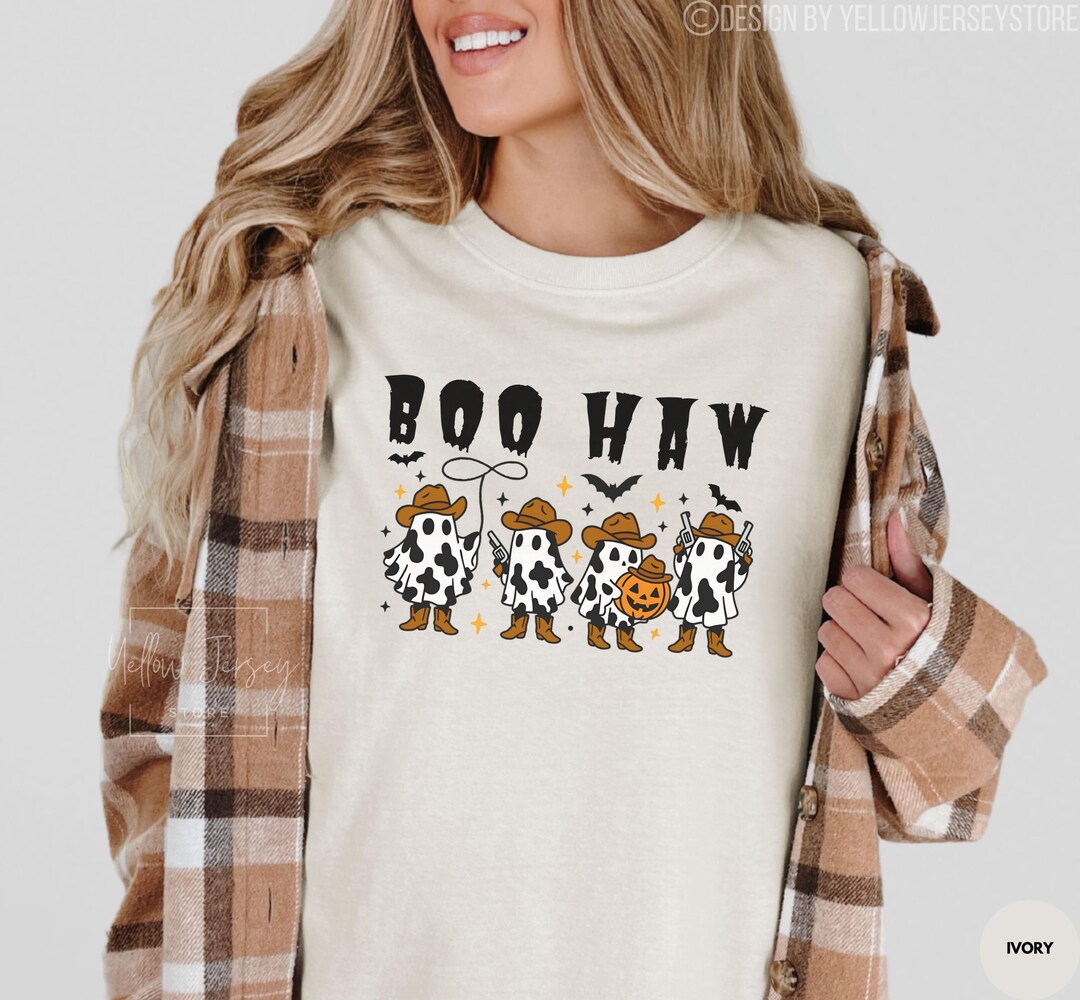 Comfort Colors Boo Haw Shirt: Funny Ghost Cowboy Western Tee - Etsy