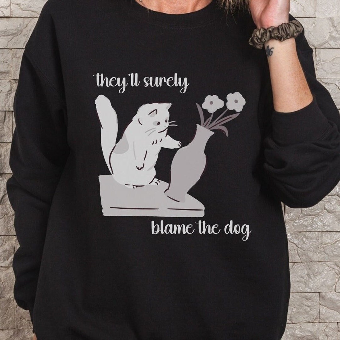 Funny Cat Blame Sweatshirt, They'll Surely Blame the Dog Hoodie, Gift ...