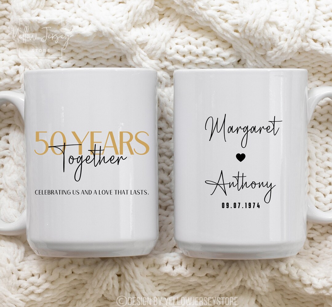 50th Anniversary Mug Set, Wedding Anniversary Gift, 50 Years Together Mugs, Custom Couple ...