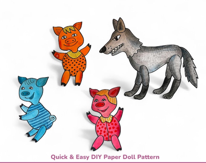 Three Little Pigs Paper Theater: DIY Craft Kit & Puppets - Etsy Israel