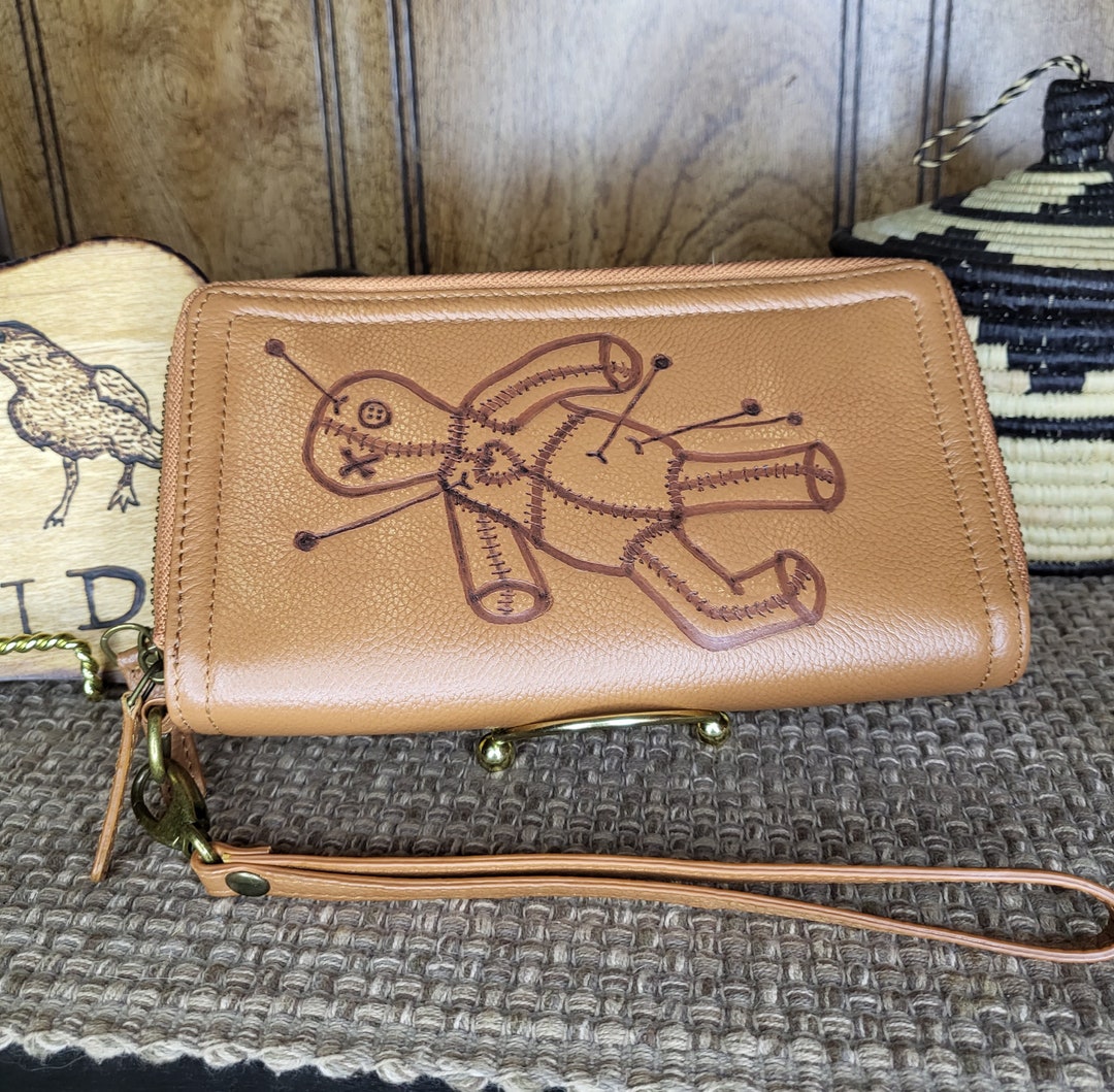 Hand-burned Leather Wristlet Organizing Wallet - Etsy
