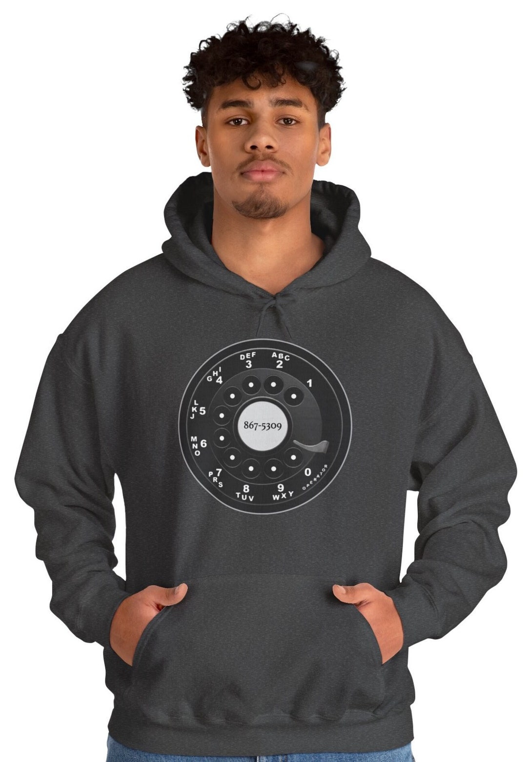 Vintage Hoodie 70's and 80's Rotary Phone 867-5309 Created by Goat-teez ...