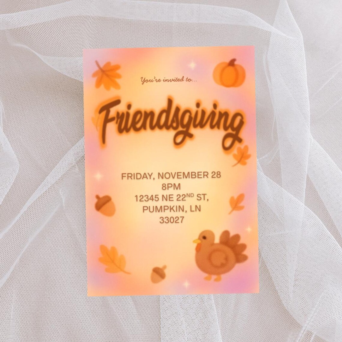 Editable Friendsgiving Invitation Template | Airbrush Fall Invite ...