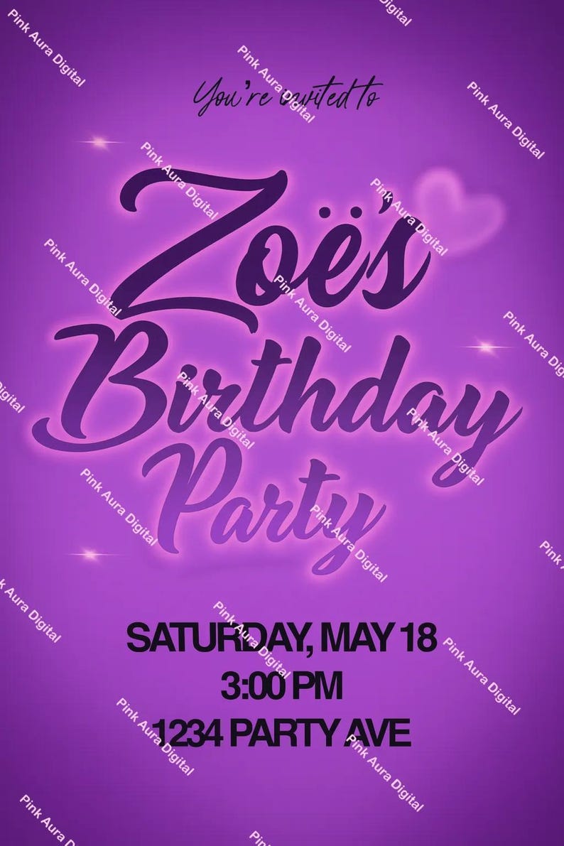 Custom Airbrush Birthday Invitation | Editable Digital Download | Y2K ...