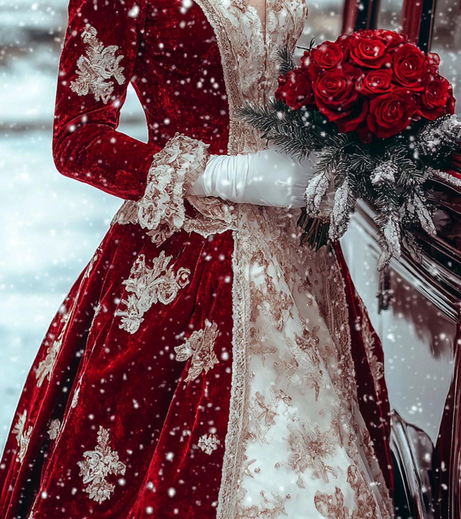 Victorian Christmas Portrait Digital Print | Woman in Red Gown (digital ...