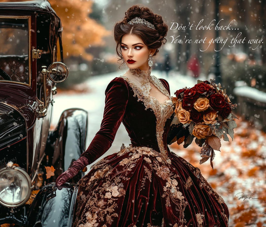 1800s Victorian Woman | Burgundy Velvet Winter Ball Gown | Digital Art ...