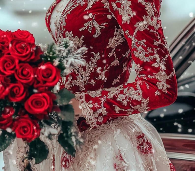1800s Victorian Woman Ball Gown | Digital Art Printable | Red Brocade ...