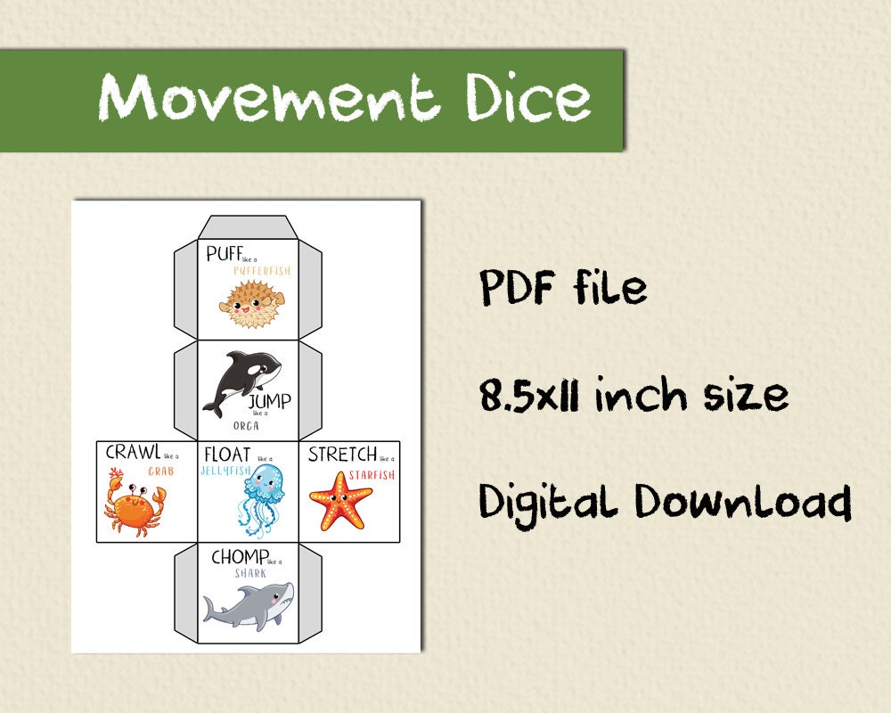 Underwater Movement Dice Game | Ocean Animals Movement Activity ...