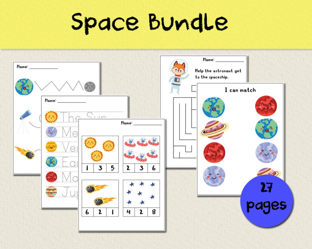 Space Bundle| Preschool Worksheets | Matching Activity | I Spy for Kids ...