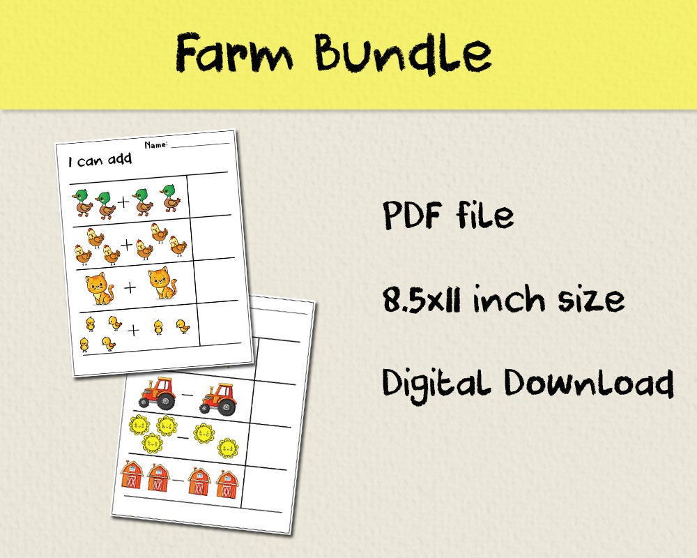 Farm Bundle | Preschool Worksheets | Matching Activity | I Spy for Kids ...