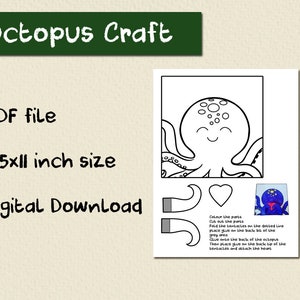 Octopus Heart Craft Valentines Printable Crafting Activity Preschool ...