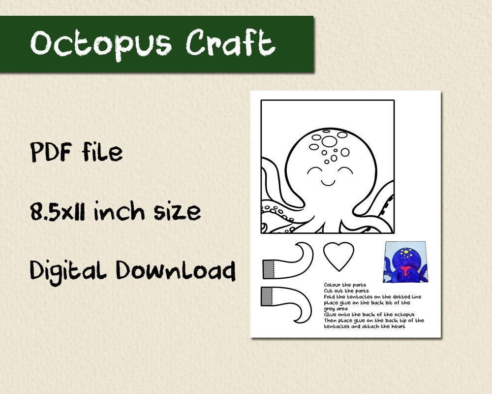 Octopus Heart Craft | Valentines Printable | Crafting Activity ...