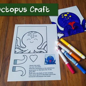 Octopus Heart Craft Valentines Printable Crafting Activity Preschool ...