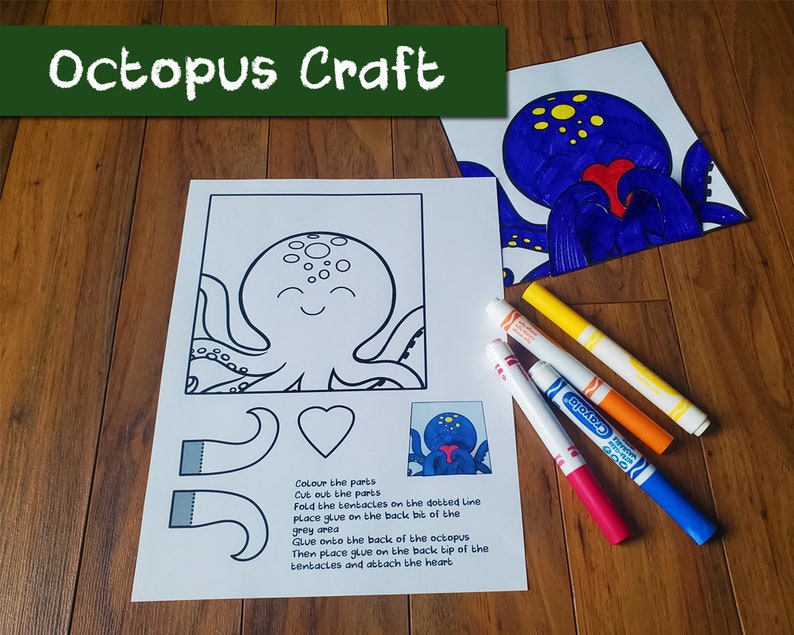 Octopus Heart Craft | Valentines Printable | Crafting Activity ...