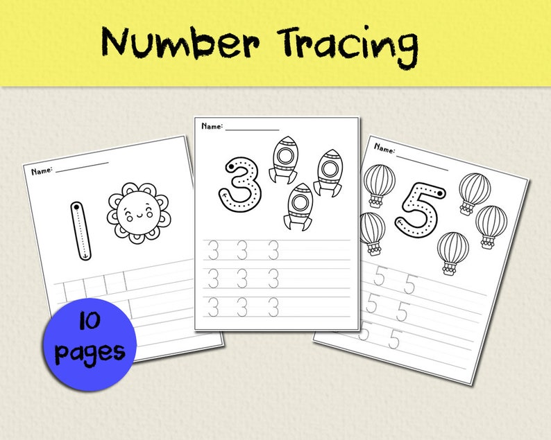 Number Tracing | Preschool Worksheets | Homeschool Workbook - Etsy