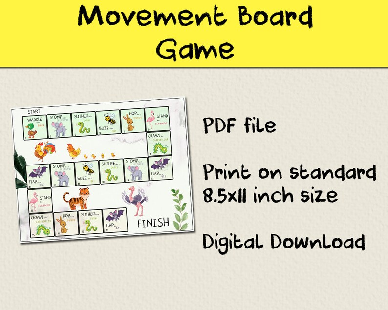 Movement Animal Board Game | Ocean Animals Movement Activity ...