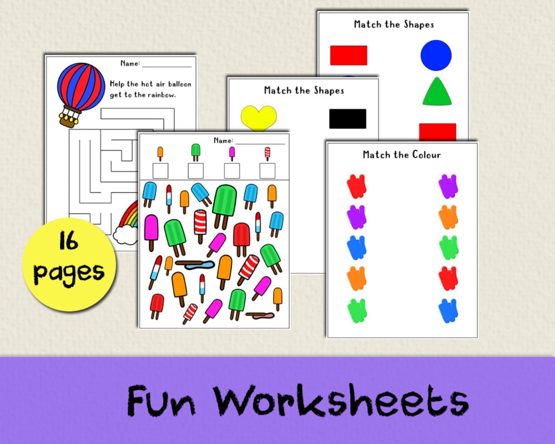 Summer Preschool Worksheets | Matching Activity | Toddler Maze | I Spy ...
