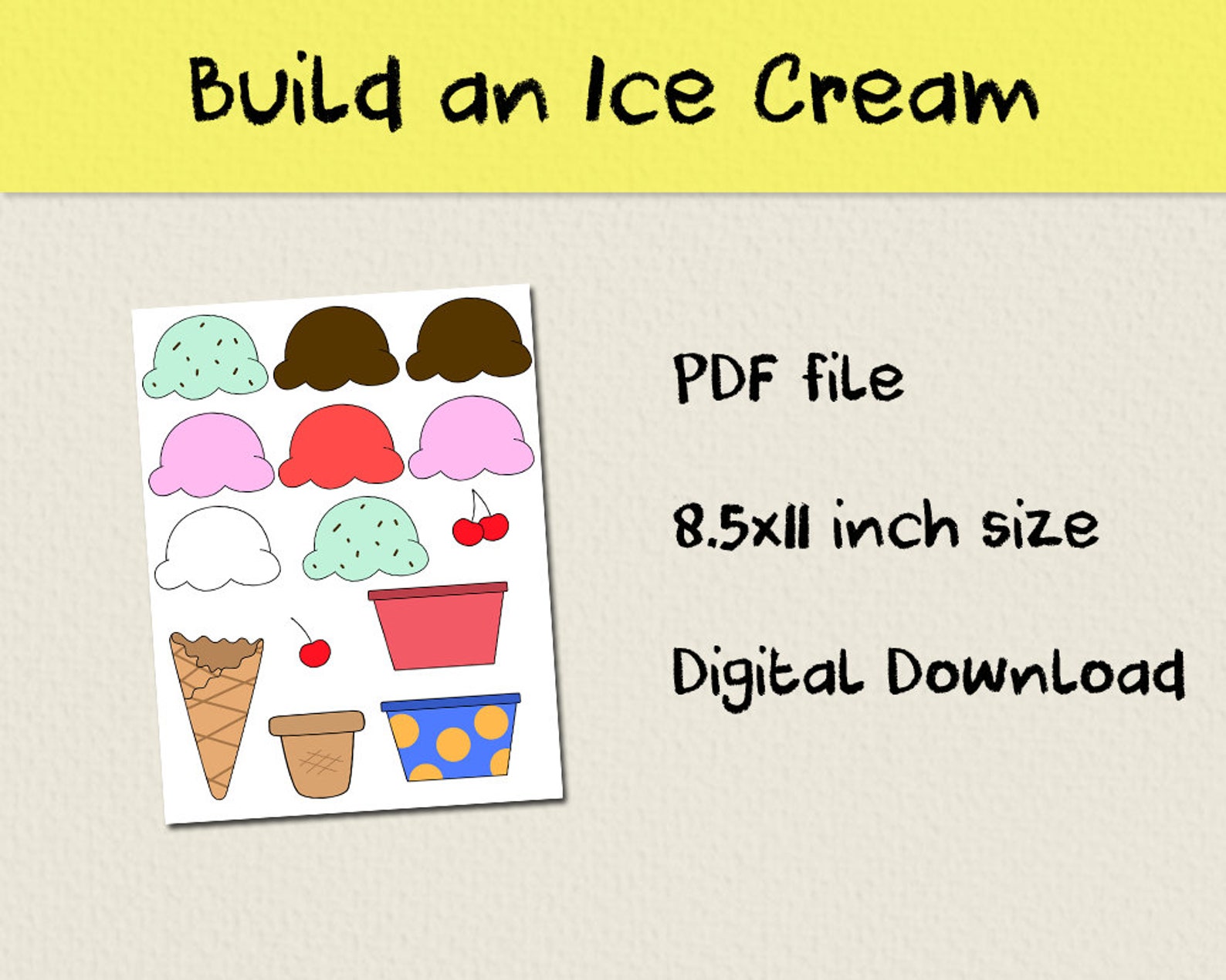 Build an Ice Cream | Recipe Card Activity | Preschool Games ...