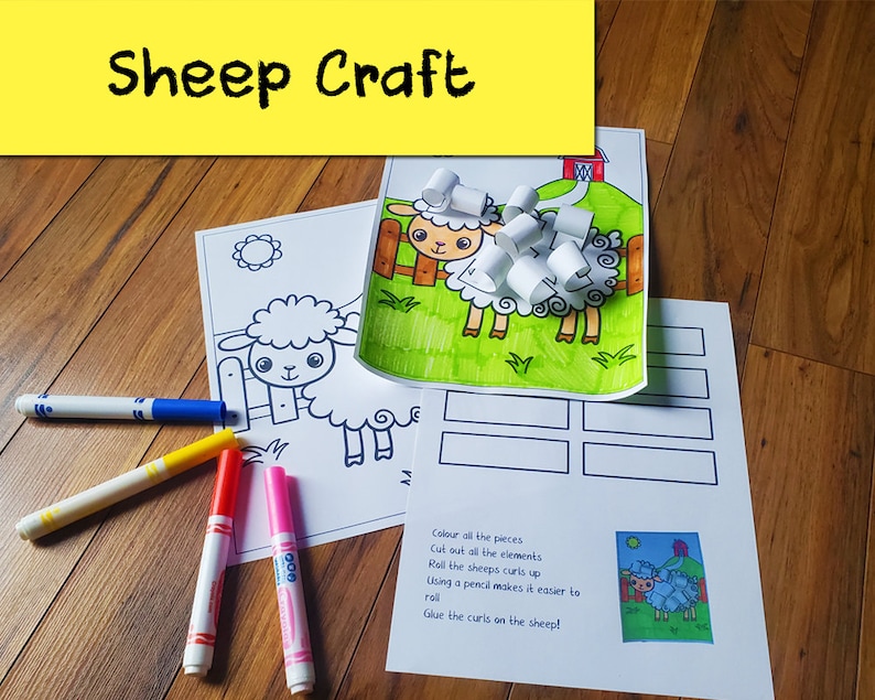 Sheep Craft Farm Crafting Activity Homeschool Preschool Fine Motor ...