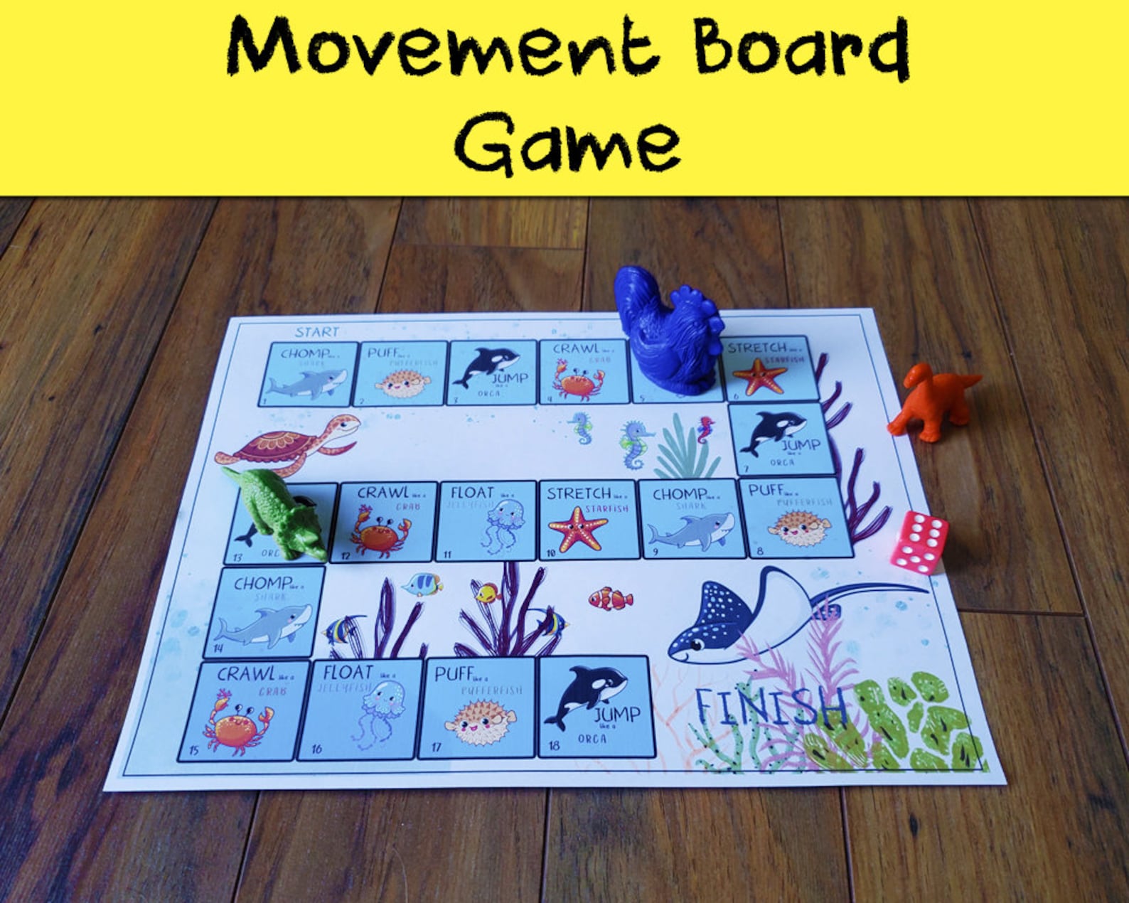 Movement Underwater Board Game | Ocean Animals Movement Activity ...