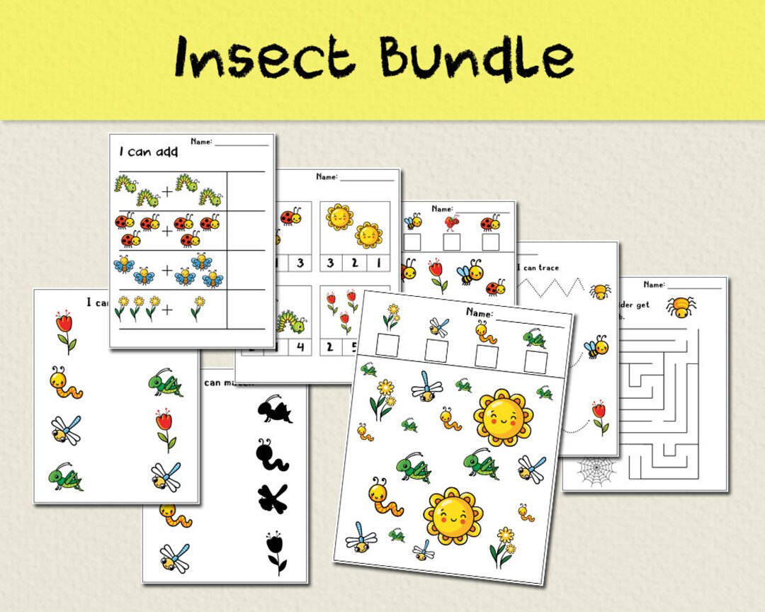 Insect Bundle | Preschool Worksheets | Matching Activity | I Spy for ...
