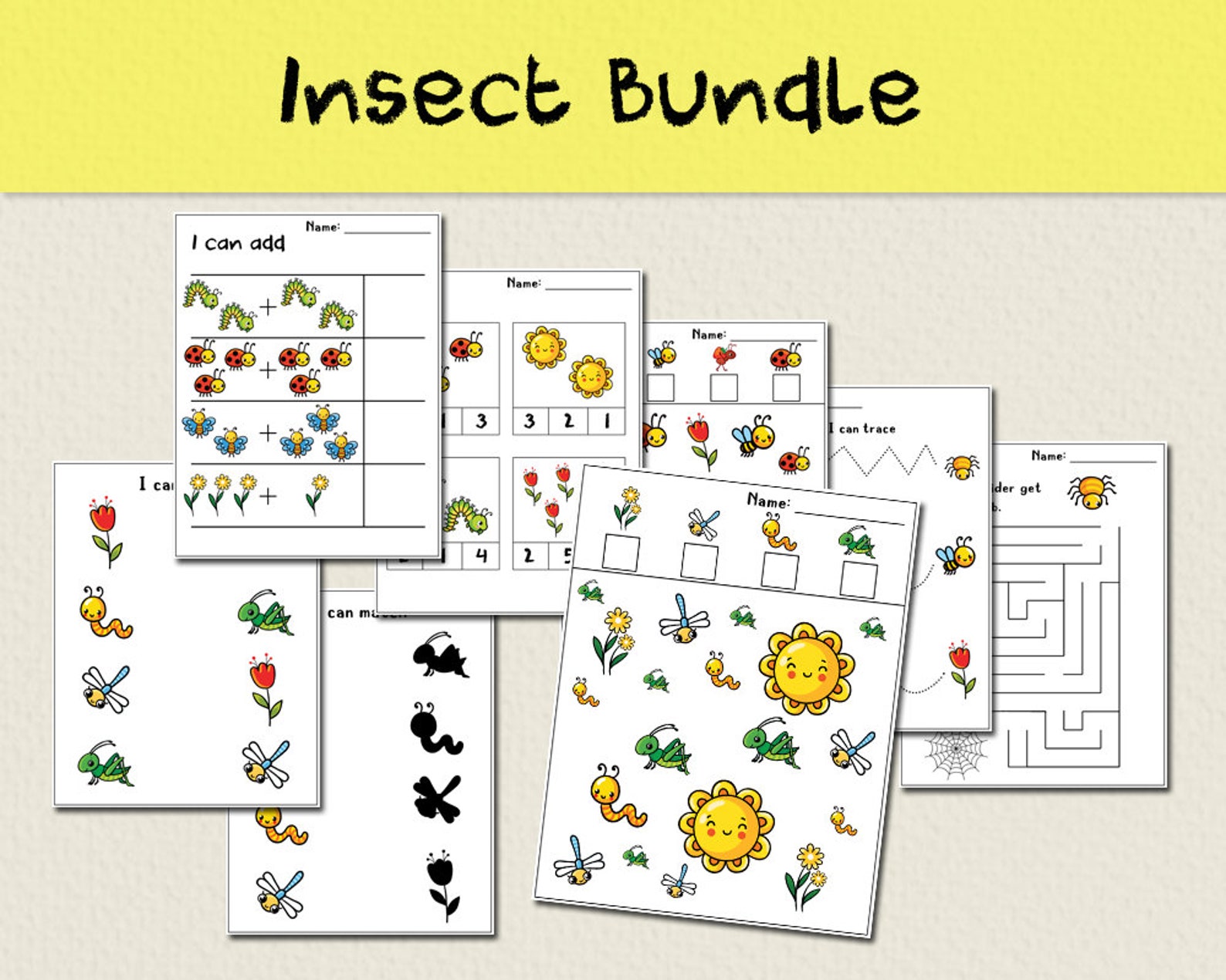 Insect Bundle | Preschool Worksheets | Matching Activity | I Spy for ...