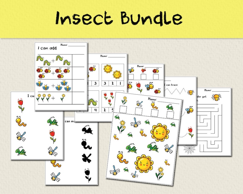 Insect Bundle | Preschool Worksheets | Matching Activity | I Spy for ...