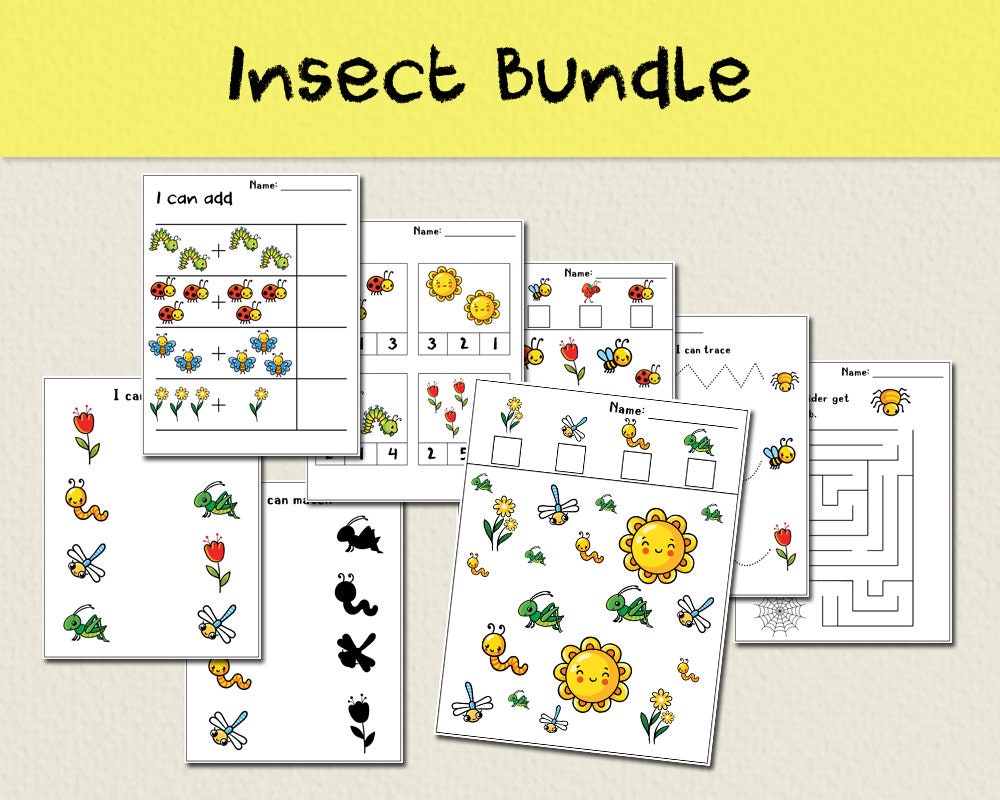 Insect Bundle | Preschool Worksheets | Matching Activity | I Spy for ...