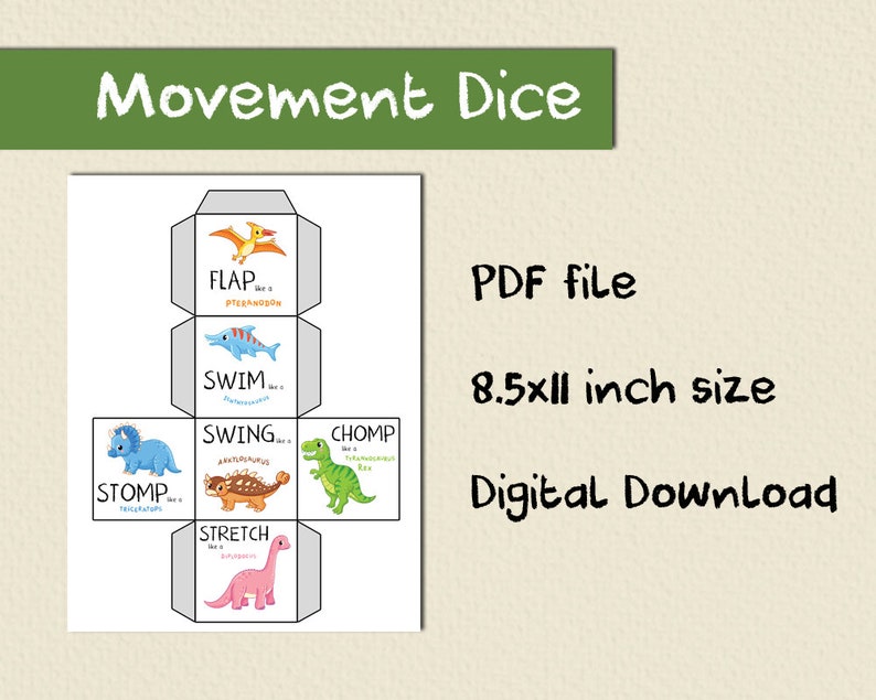 Dinosaur Movement Dice Game | Animal Movement Activity | Educational ...