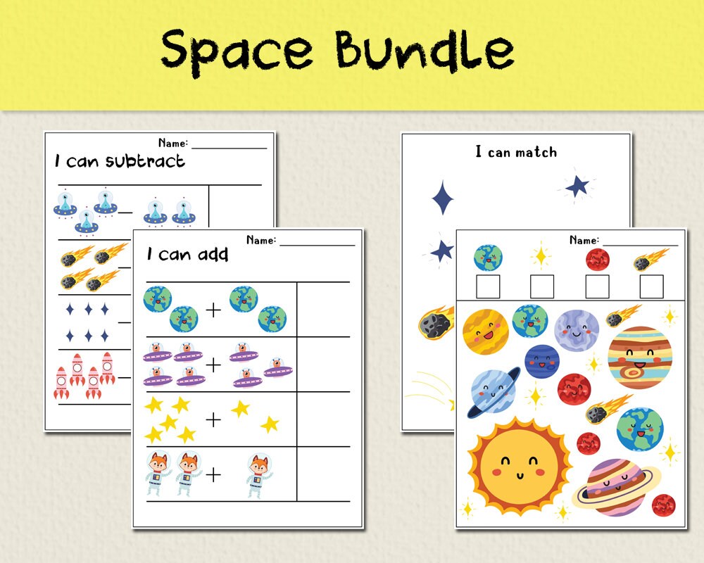Space Bundle| Preschool Worksheets | Matching Activity | I Spy for Kids ...