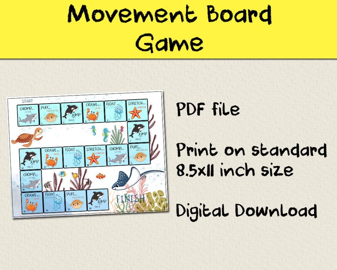 Movement Underwater Board Game | Ocean Animals Movement Activity ...