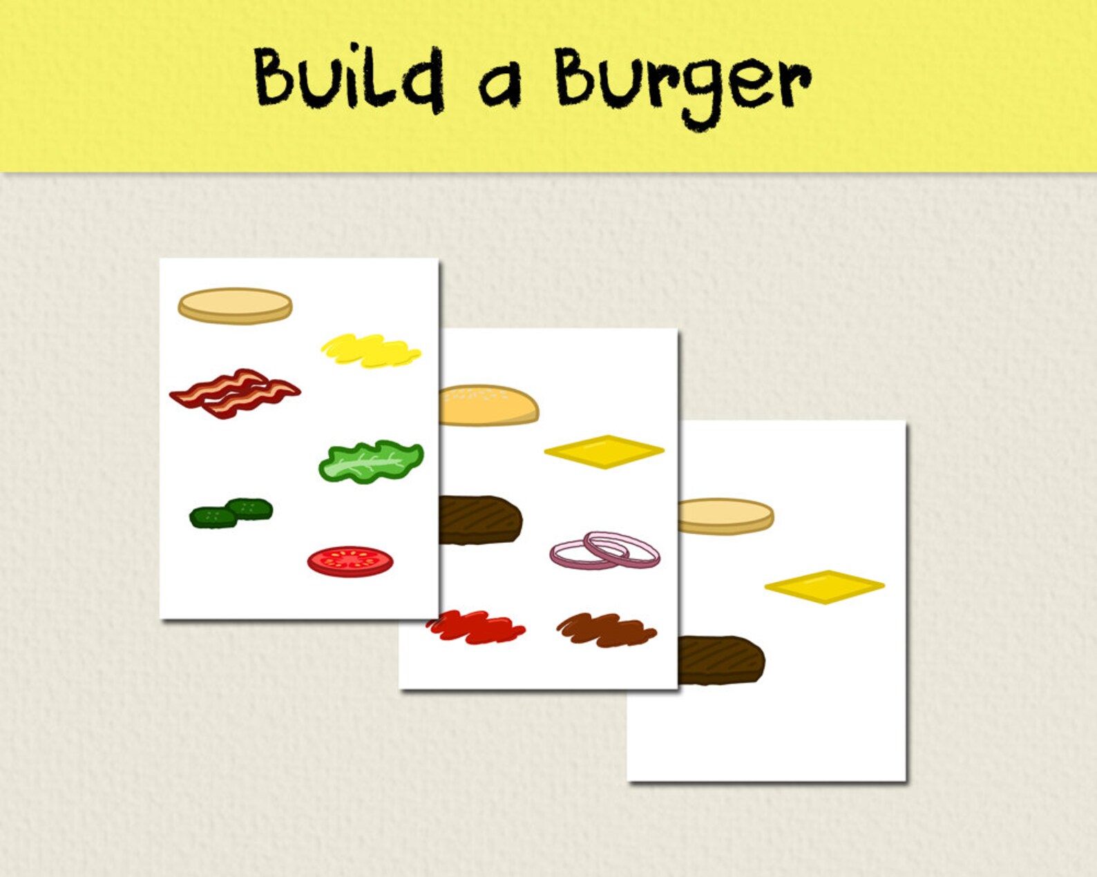 Build a Burger Game | Recipe Card Activity | Preschool Games ...